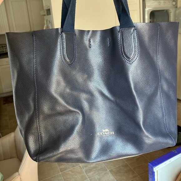Coach | Bags | Coach Derby Tote In Navy Soft Pebbled Leather | Poshmark